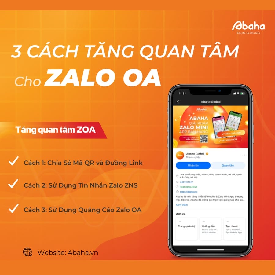 3 cách tăng lượng quan tâm Zalo OA hiệu quả cho doanh nghiệp | Abaha – Nền tảng xây dựng ...